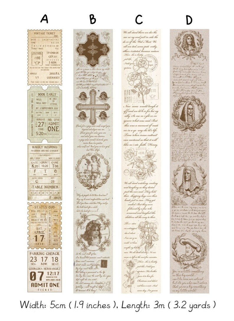 Retro Washi Tapes for Junk Journal Scrapbooking Collage Ephemera Paper ...