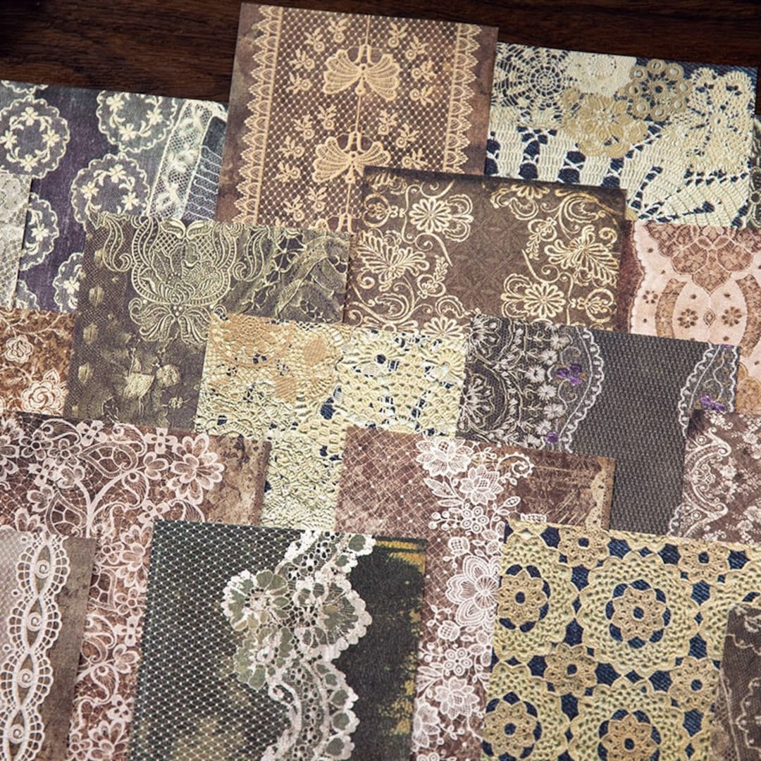 Retro Mottled Decorative Lace Paper Pack, Distressed Patterned Lace ...