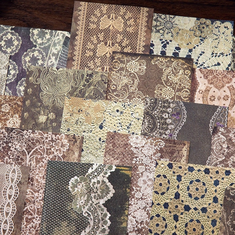 Retro Mottled Decorative Lace Paper Pack, Distressed Patterned Lace ...