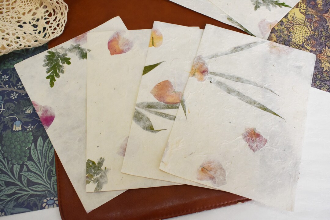 Handmade Natural Textures Paper, Botanical Handmade Paper, Mulberry ...