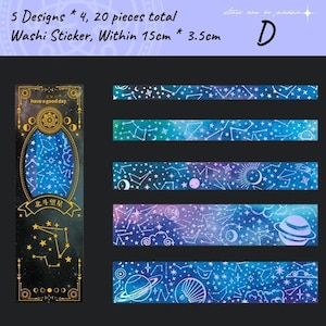 Stars Theme Strip Stickers Pack, Starry Night, Butterfly, Snowflakes ...