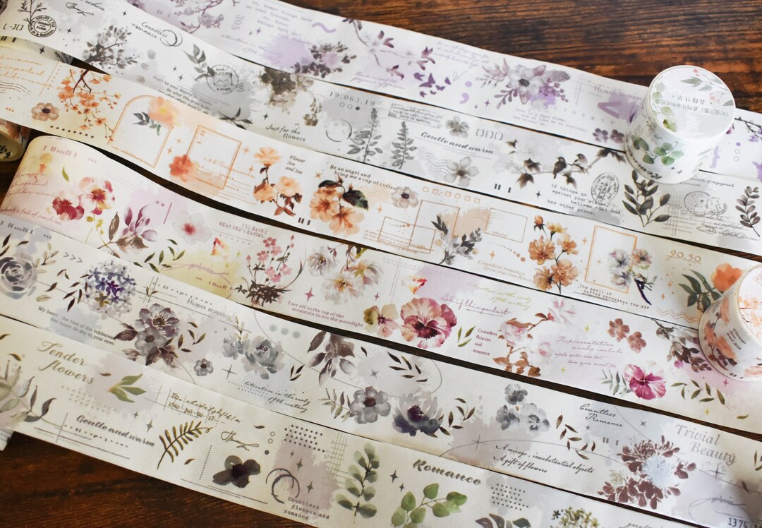 Ink Wash Style Floral Washi Tape, DIY Floral Decorative Tape for ...