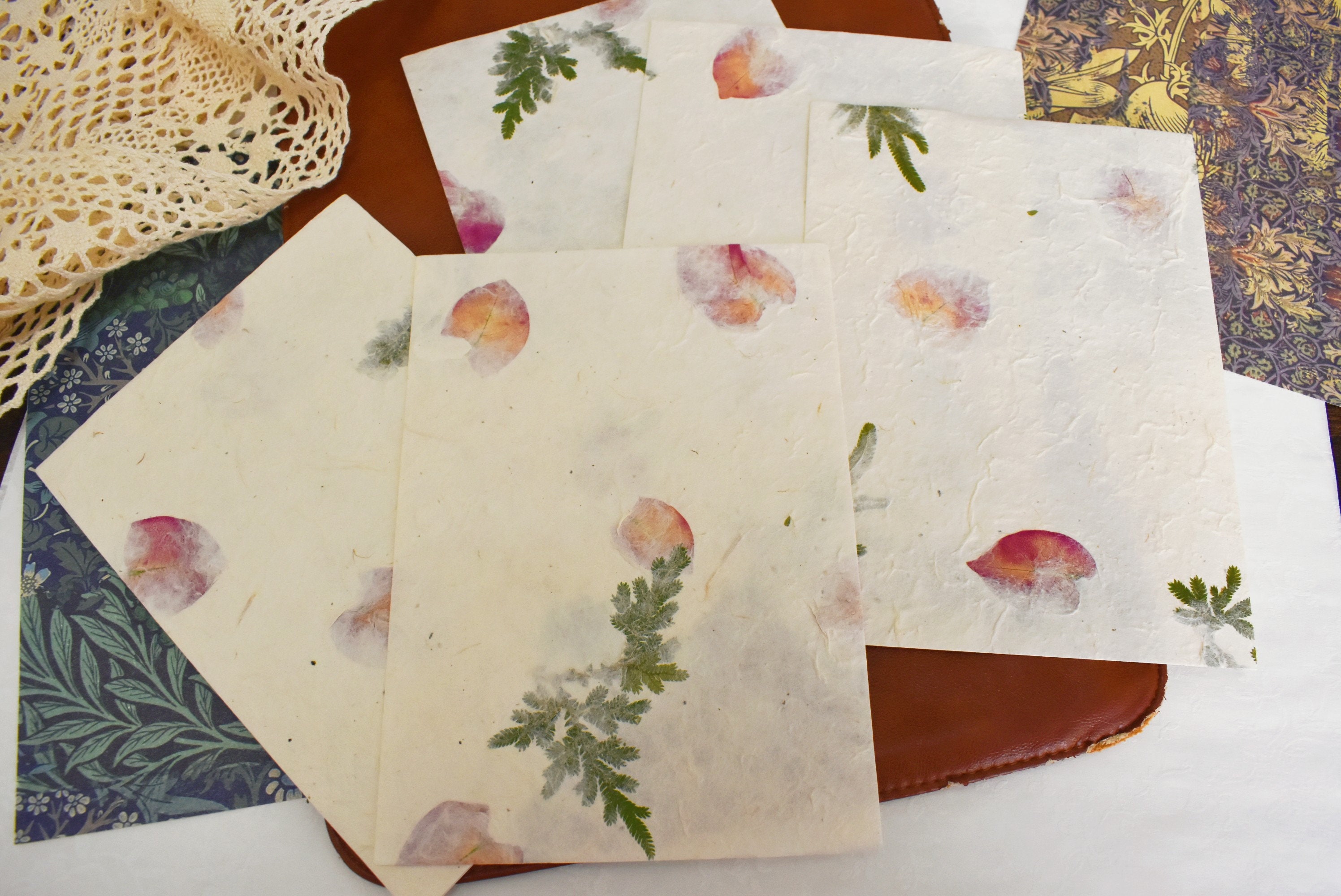 Handmade Natural Textures Paper, Botanical Handmade Paper, Mulberry ...