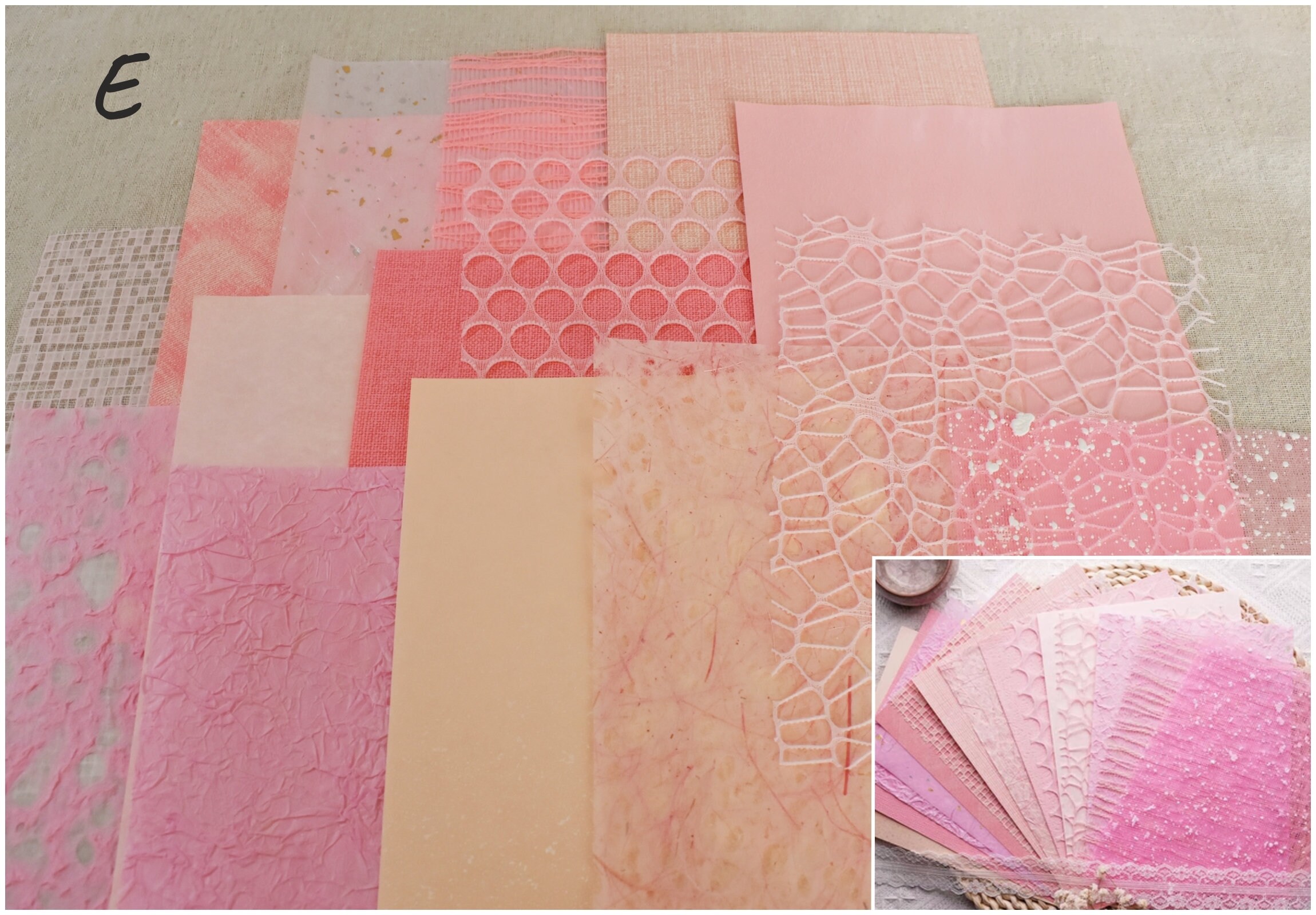 15 Sheets Multi-colored Textured Paper and Mesh Mixed Pack ...