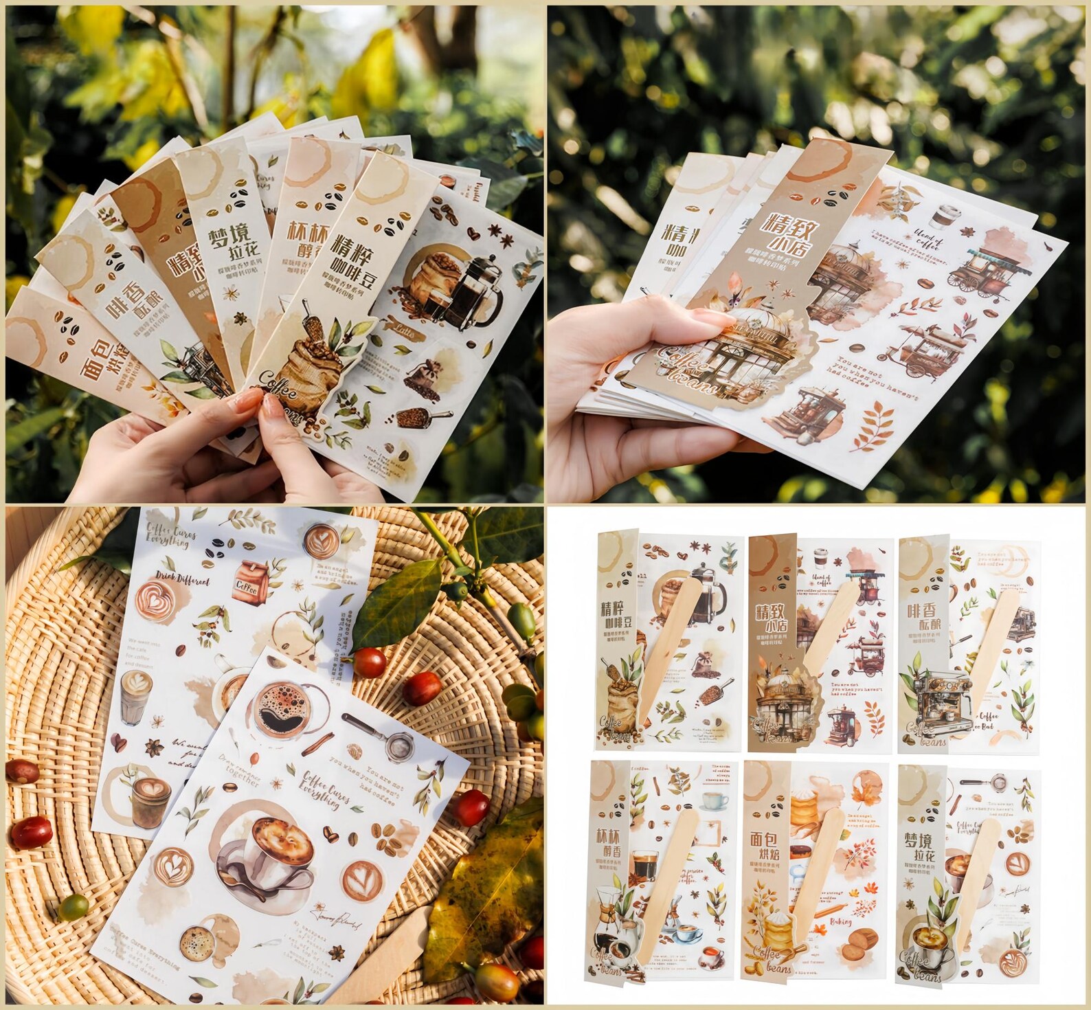 Coffee-themed Rub-on Transfer Stickers, Coffee Stain Stickers ...