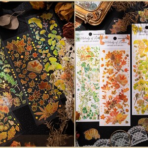Leaf Gold Foil PET Strips Sticker Sheets Set, Leaf Stickers, Shining ...
