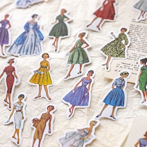 Vintage Fashion Show Stickers Pack, Girl Lady Fashion, 1950’s Fashion ...