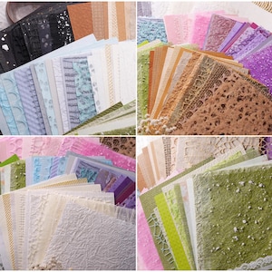15 Sheets Multi-colored Textured Paper and Mesh Mixed Pack ...