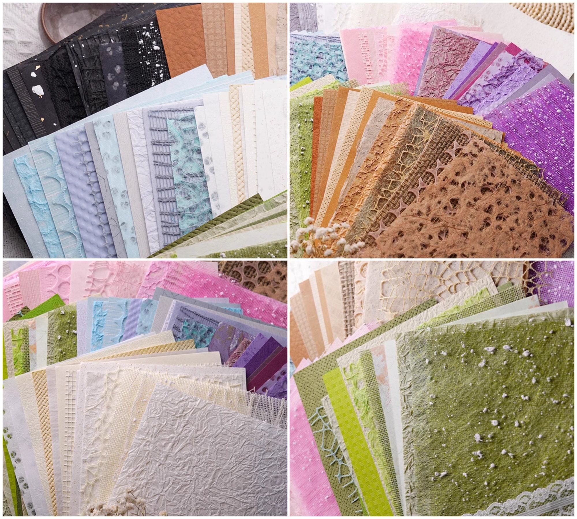 15 Sheets Multi-colored Textured Paper and Mesh Mixed Pack ...