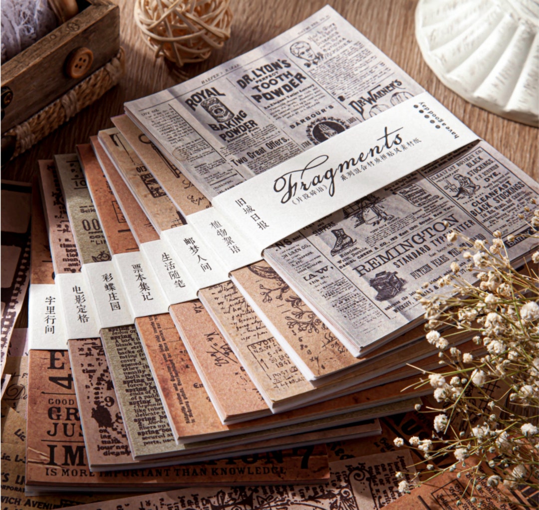 Retro Scrapbooking Paper Set, Vintage Style Decorative Paper, Junk ...