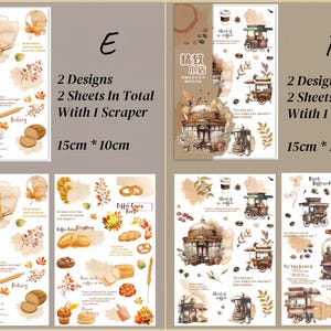 Coffee-themed Rub-on Transfer Stickers, Coffee Stain Stickers ...