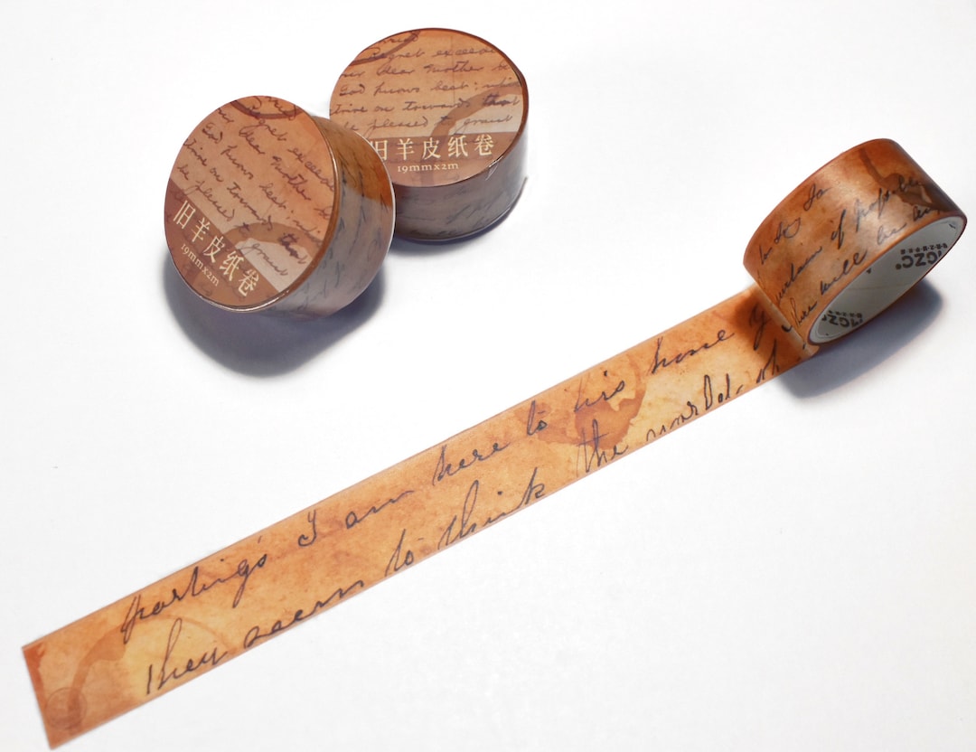 Coffee Stain Effect Handwritten Text Washi Tape, Retro Words Masking ...