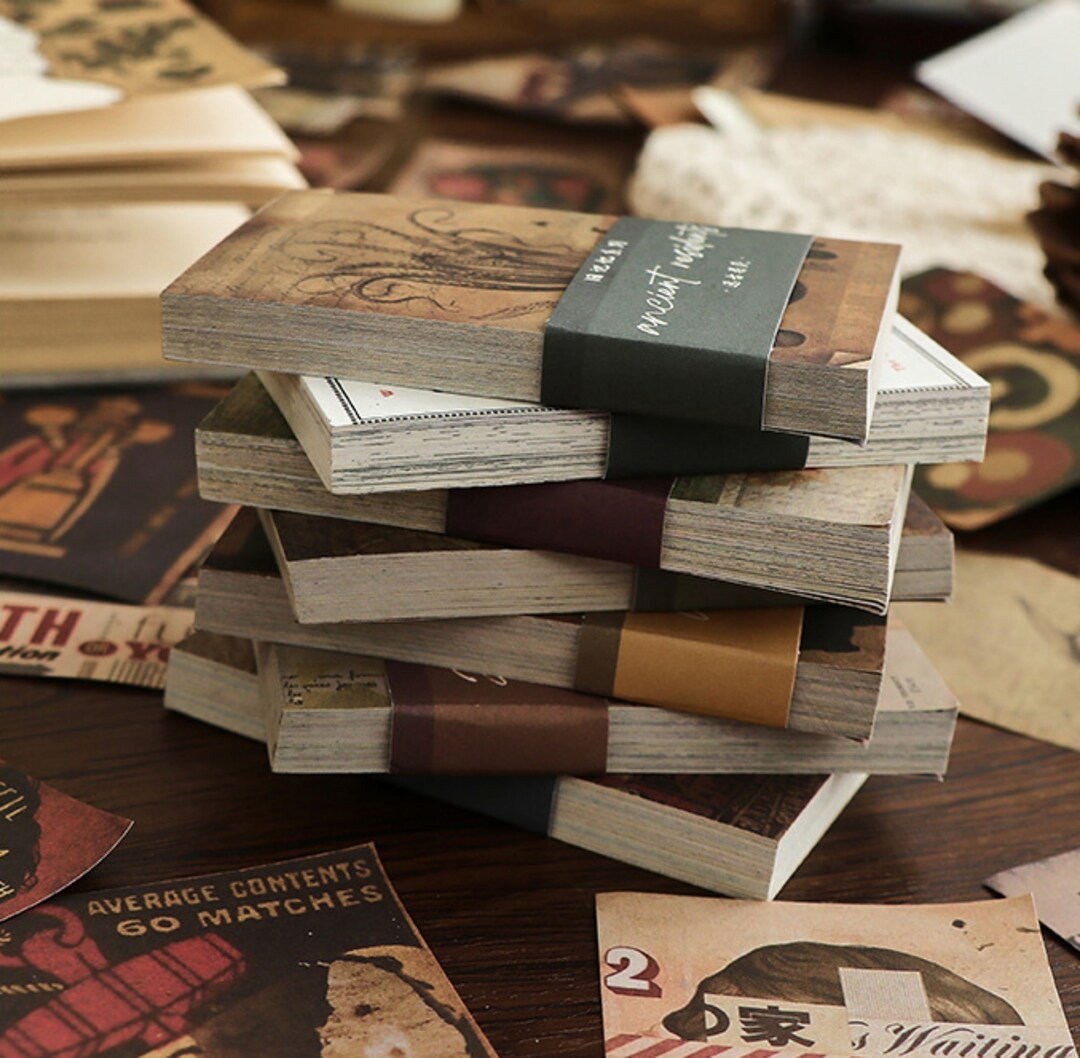 60 Sheets Mini Retro Scrapbooking Paper Booklet, Vintage Style Junk ...