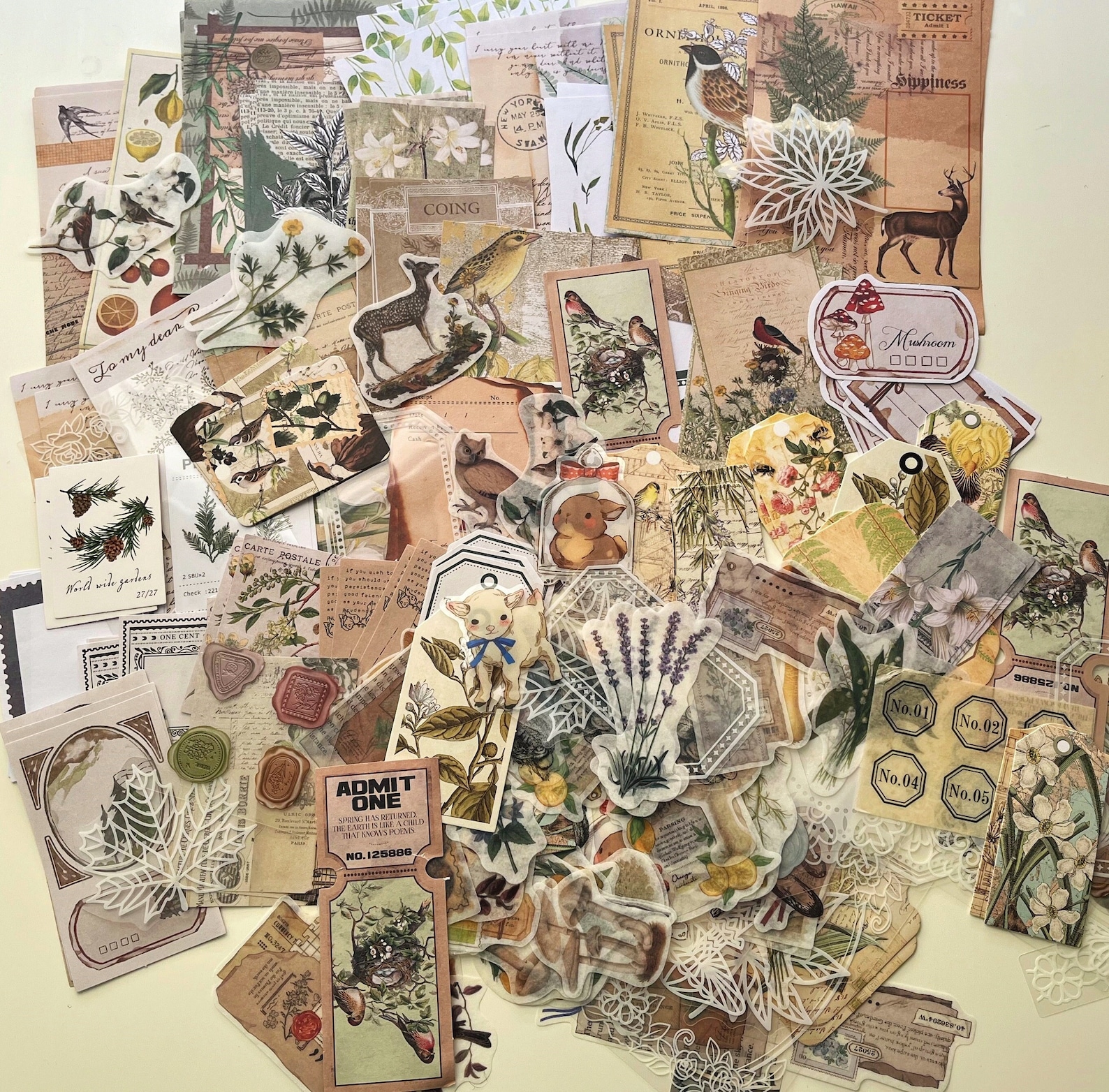 260 Pcs Retro Assorted Junk Journal Pack, Vintage Artistic Style ...
