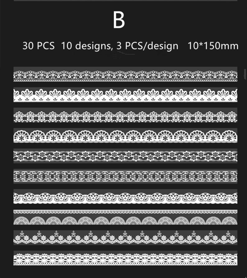 PET Lace Stickers Decorative Strips Stickers Transparent - Etsy