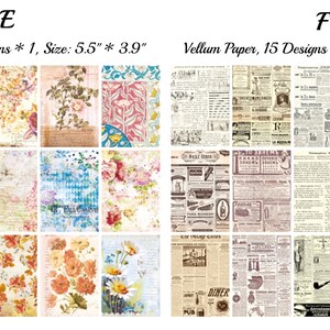 Vintage Style Vellum Paper Pack, Assorted Pattern Decorative Paper for ...