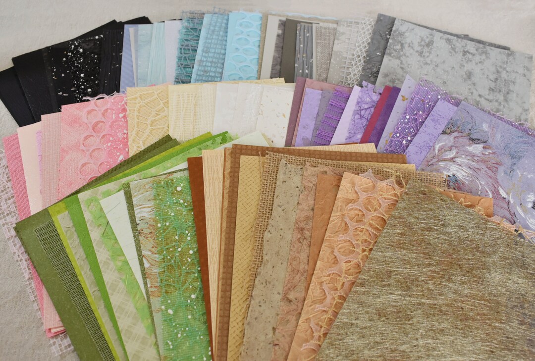 15 Sheets Multi-colored Textured Paper and Mesh Mixed Pack ...
