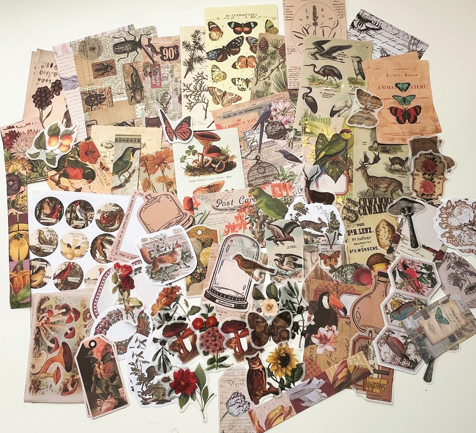 200 Pcs Retro Junk Journal Mixed Kit for Scrapbooking Ephemera Collage ...