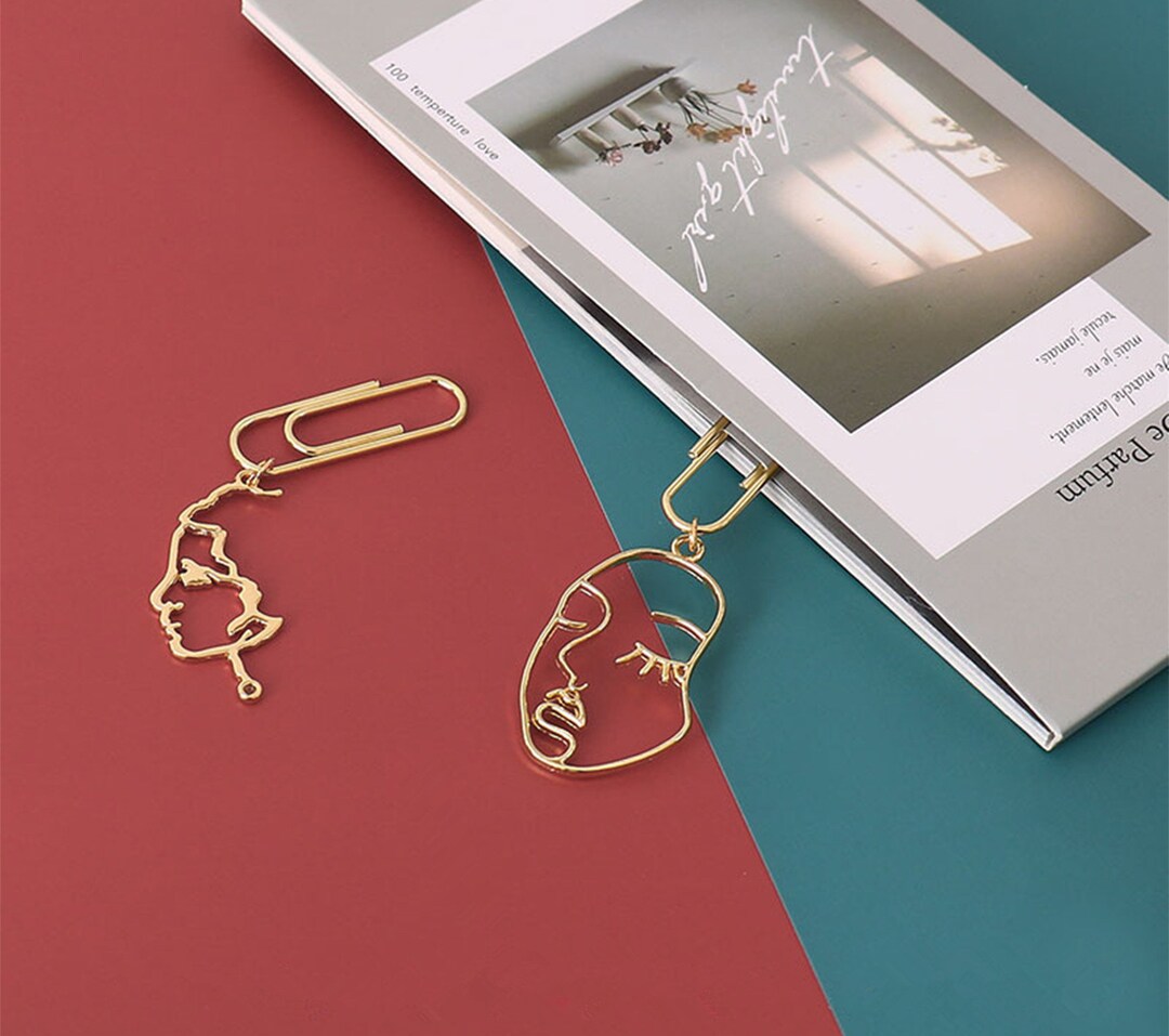 Gold Women Face Contour Paper Clips, Cute Clips, Deco Pendant Clips ...