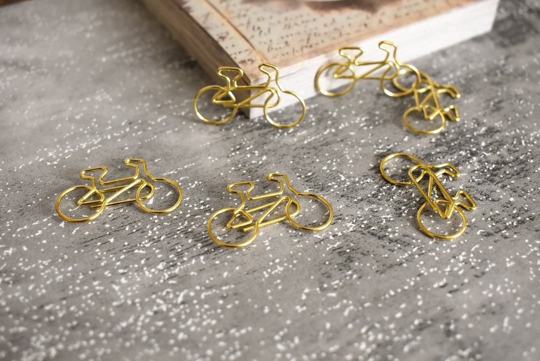 Gold Bicycle Paper Clips, Cute Paper Clips, Metal Paper Clips, Book ...