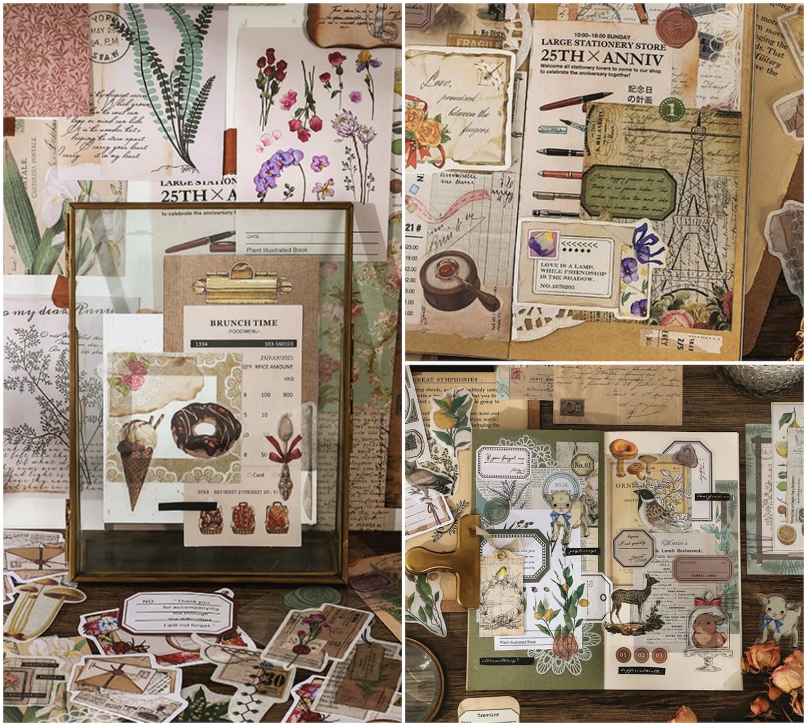 260 Pcs Retro Assorted Junk Journal Pack, Vintage Artistic Style ...