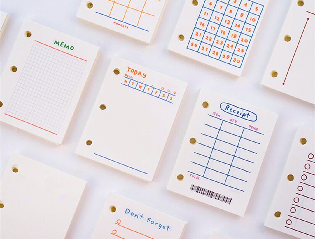 3 Holes Mini Binder Insert Paper, Inser Plastic Pocket, MINI Planner ...