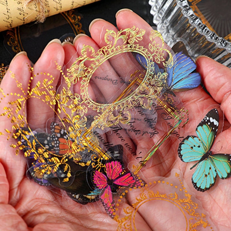 Gold Floral Glass Sticker - Etsy