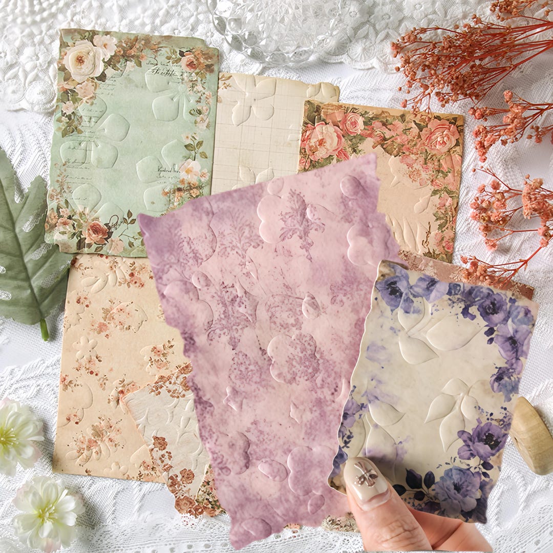 Embossed Vintage Pattern Thick Scrapbook Paper Ephemera Pack, Textured ...