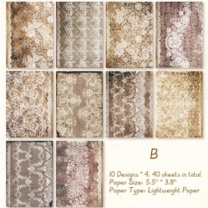 Retro Mottled Decorative Lace Paper Pack, Distressed Patterned Lace ...