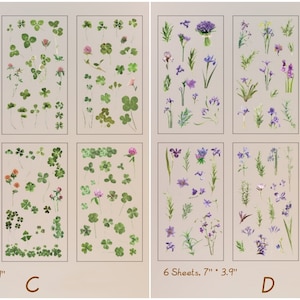 6 Sheets of Various Types of Flower Stickers Pack, Floral Themed ...