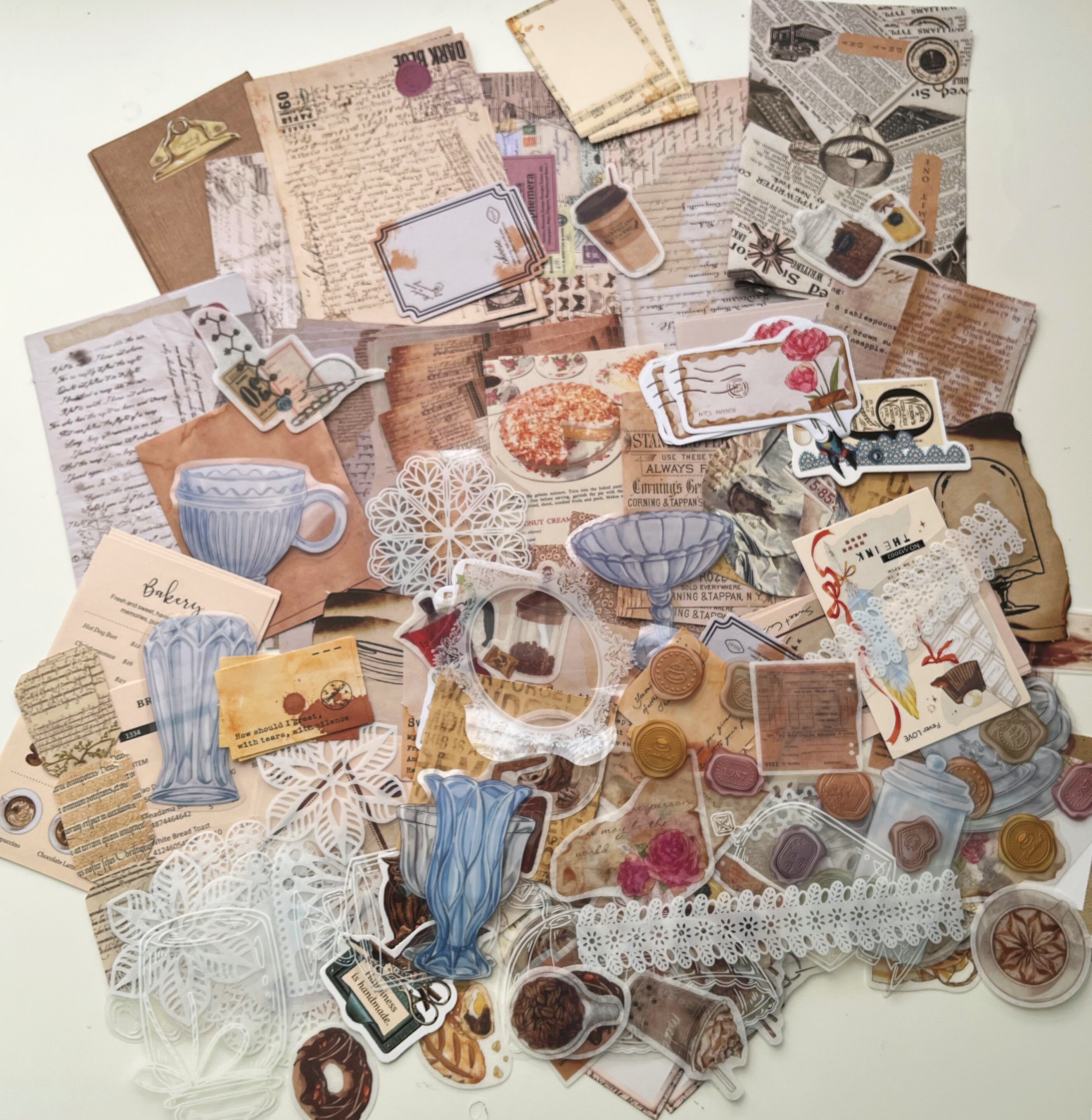 260 Pcs Retro Assorted Junk Journal Pack, Vintage Artistic Style ...