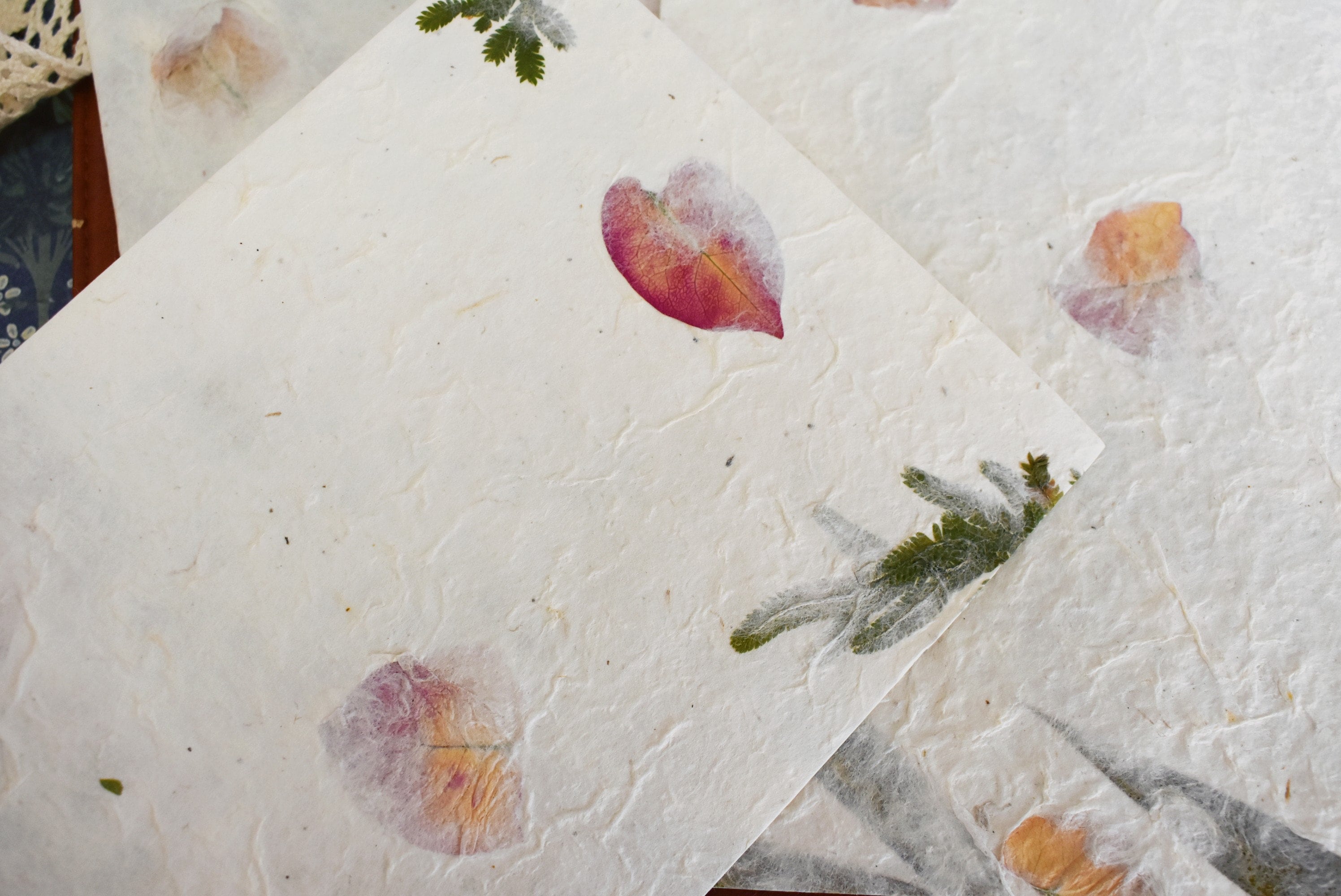 Handmade Natural Textures Paper, Botanical Handmade Paper, Mulberry ...