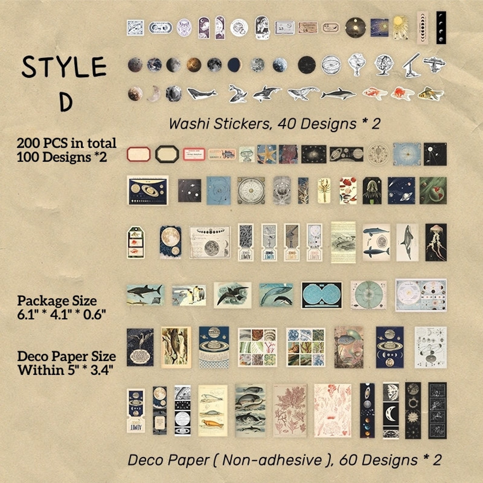 200 Pcs Retro Junk Journal Mixed Kit for Scrapbooking Ephemera Collage ...