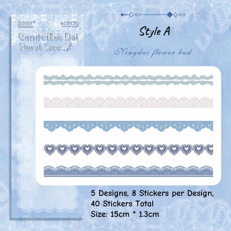 Colorful Lace Stickers, Decorative Strips Stickers, 40pcs Vintage ...
