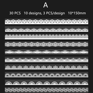 PET Lace Stickers, Decorative Strips Stickers, Transparent Lace ...