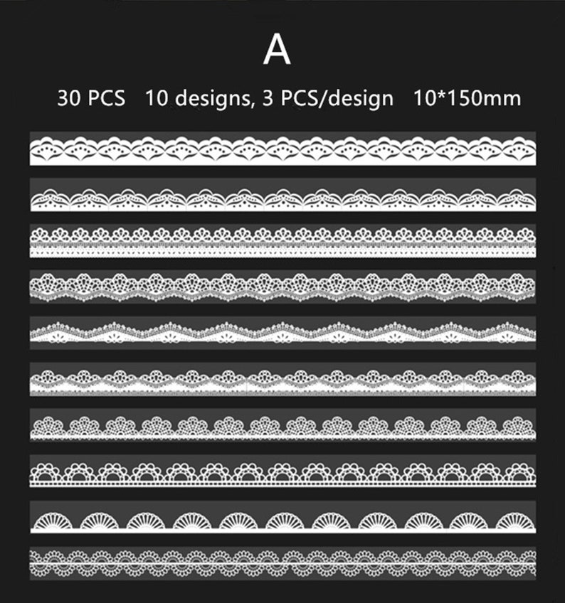 PET Lace Stickers, Decorative Strips Stickers, Transparent Lace ...