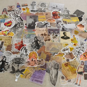 Variety of Retro Junk Journal Sticker Grab Bag, Ephemera Sticker Pack ...