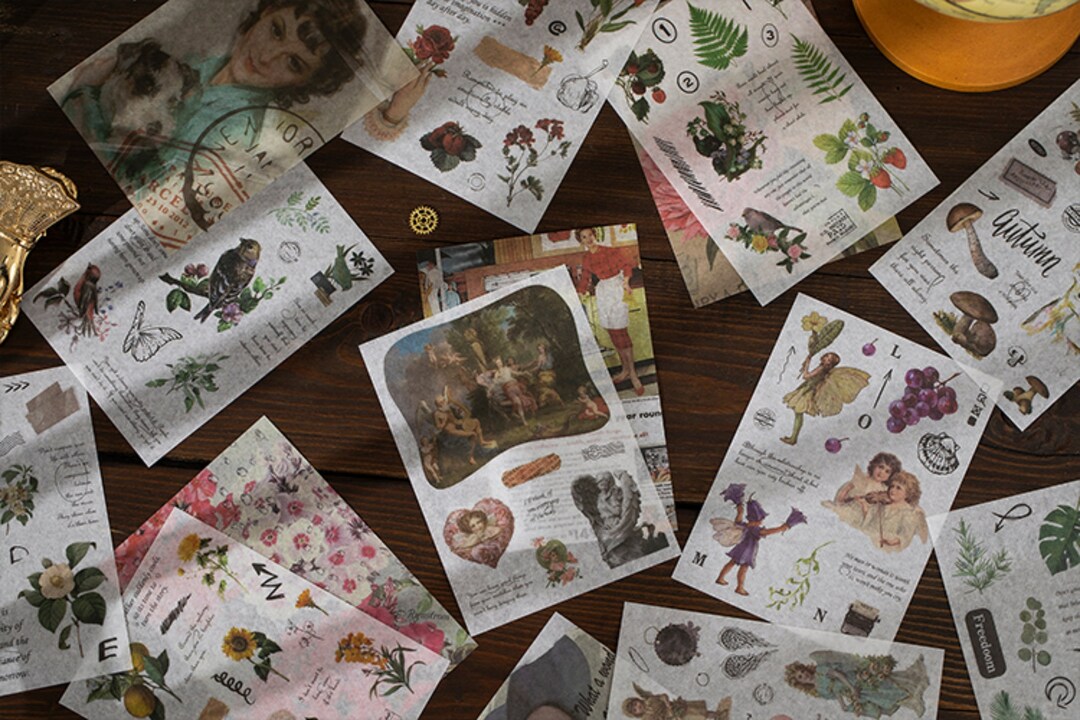 20 Sheets Retro Washi Sticker Booklet, Deco Sticker Book, Scrapbooking ...