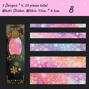 Stars Theme Strip Stickers Pack, Starry Night, Butterfly, Snowflakes ...