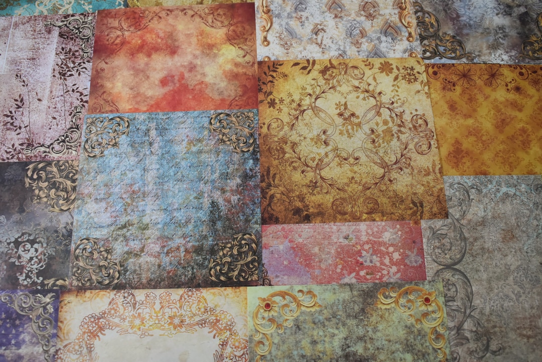 Retro Classical Patterns Scrapbook Paper Booklet, Vintage Distressed ...