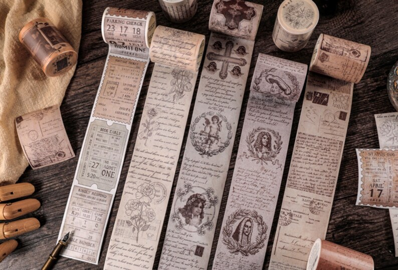 Retro Washi Tapes for Junk Journal Scrapbooking Collage Ephemera Paper ...