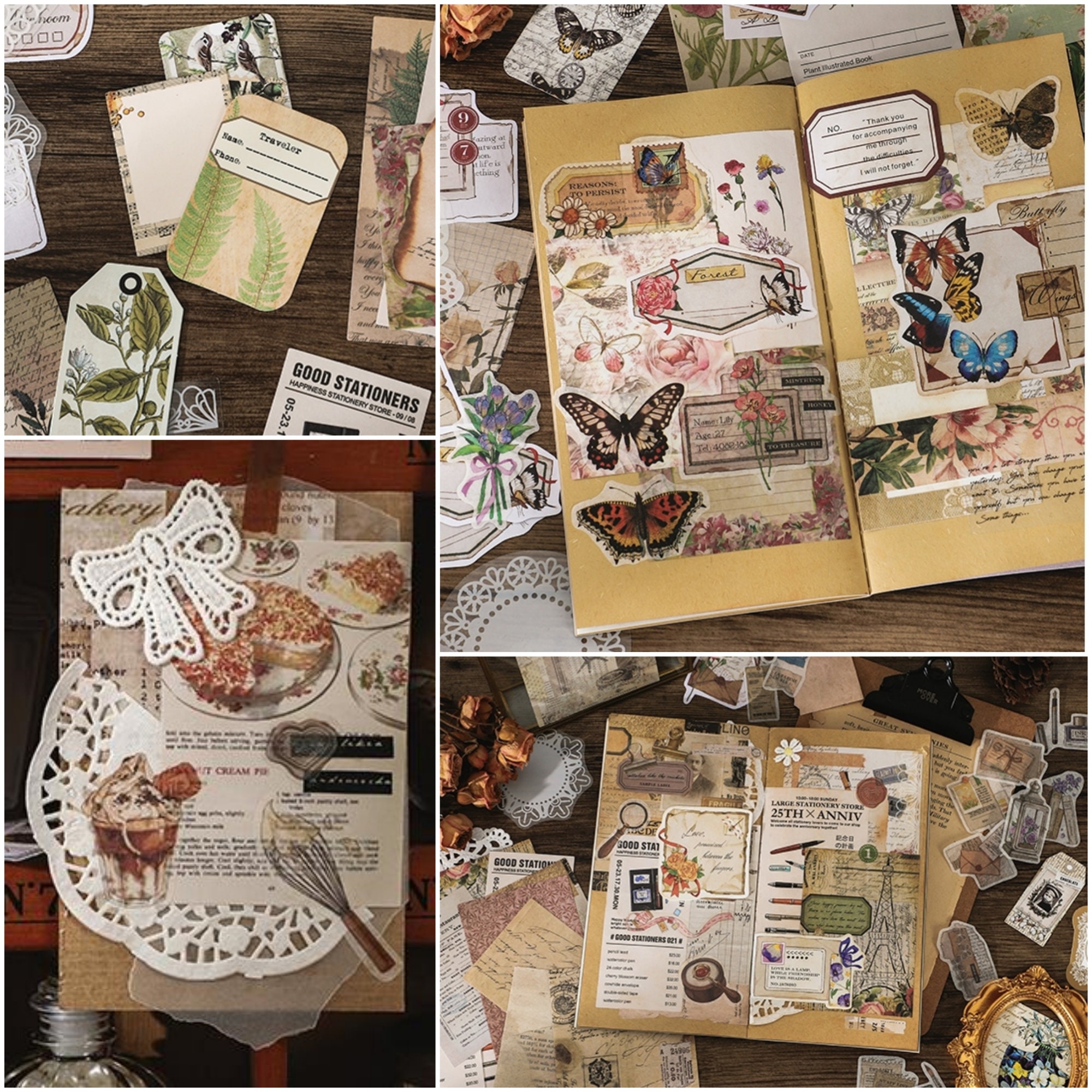 260 Pcs Retro Assorted Junk Journal Pack, Vintage Artistic Style ...
