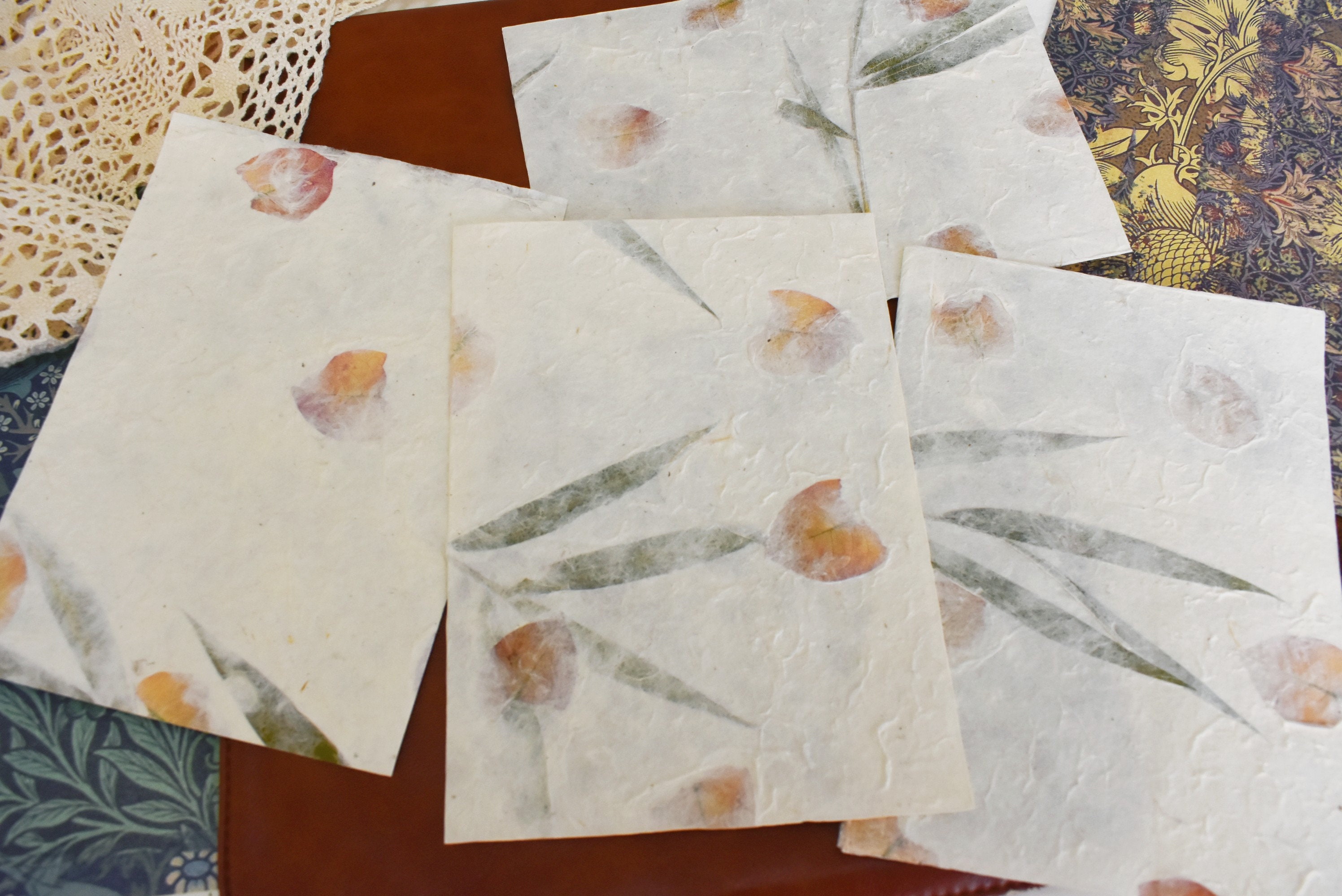 Handmade Natural Textures Paper, Botanical Handmade Paper, Mulberry ...