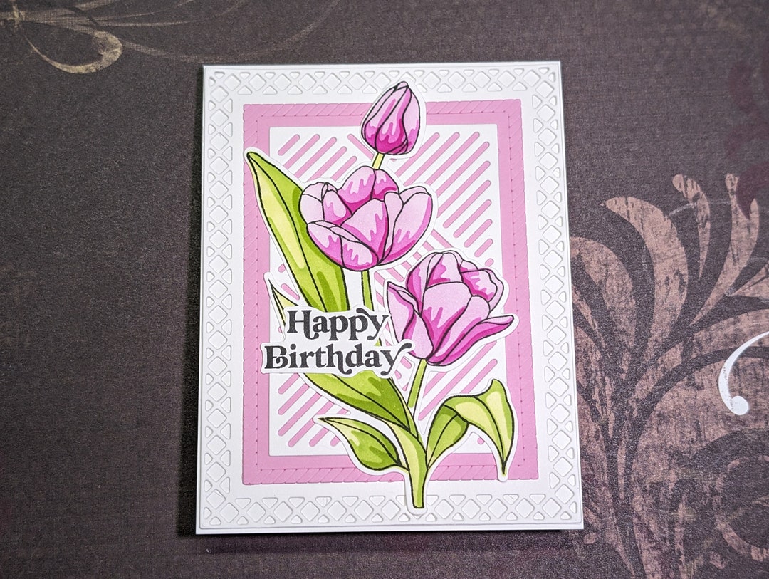 Tulip Card With Trellis Border - Etsy