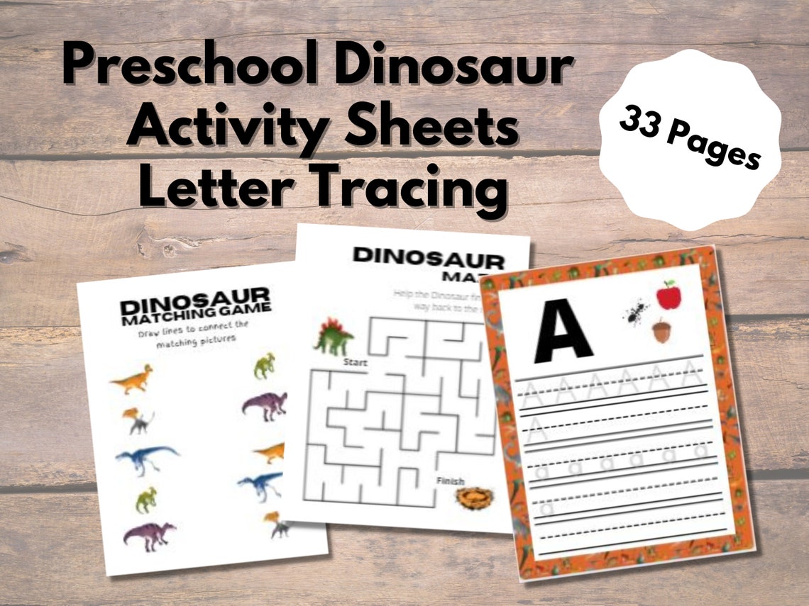 Dinosaur Preschool Learning Worksheets Alphabet ABC Letter | Etsy