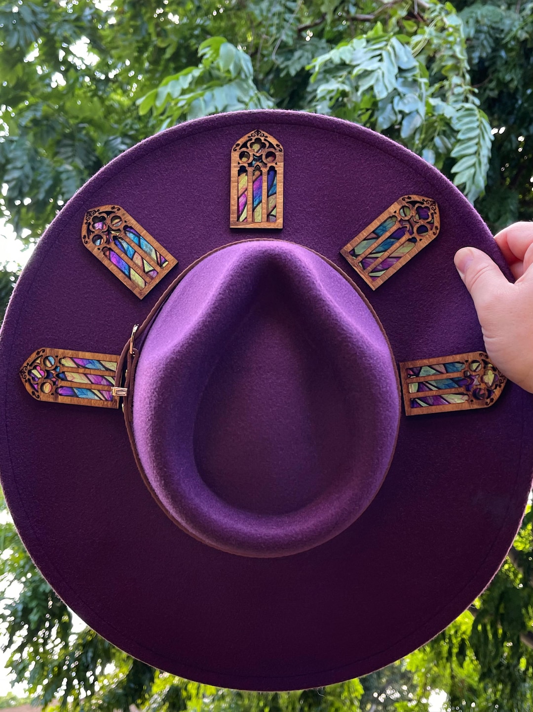 Stained Glass Hat Wide Brim Hat Fedora Hat Panama Hat Stained Glass Art Sun Catcher Hat