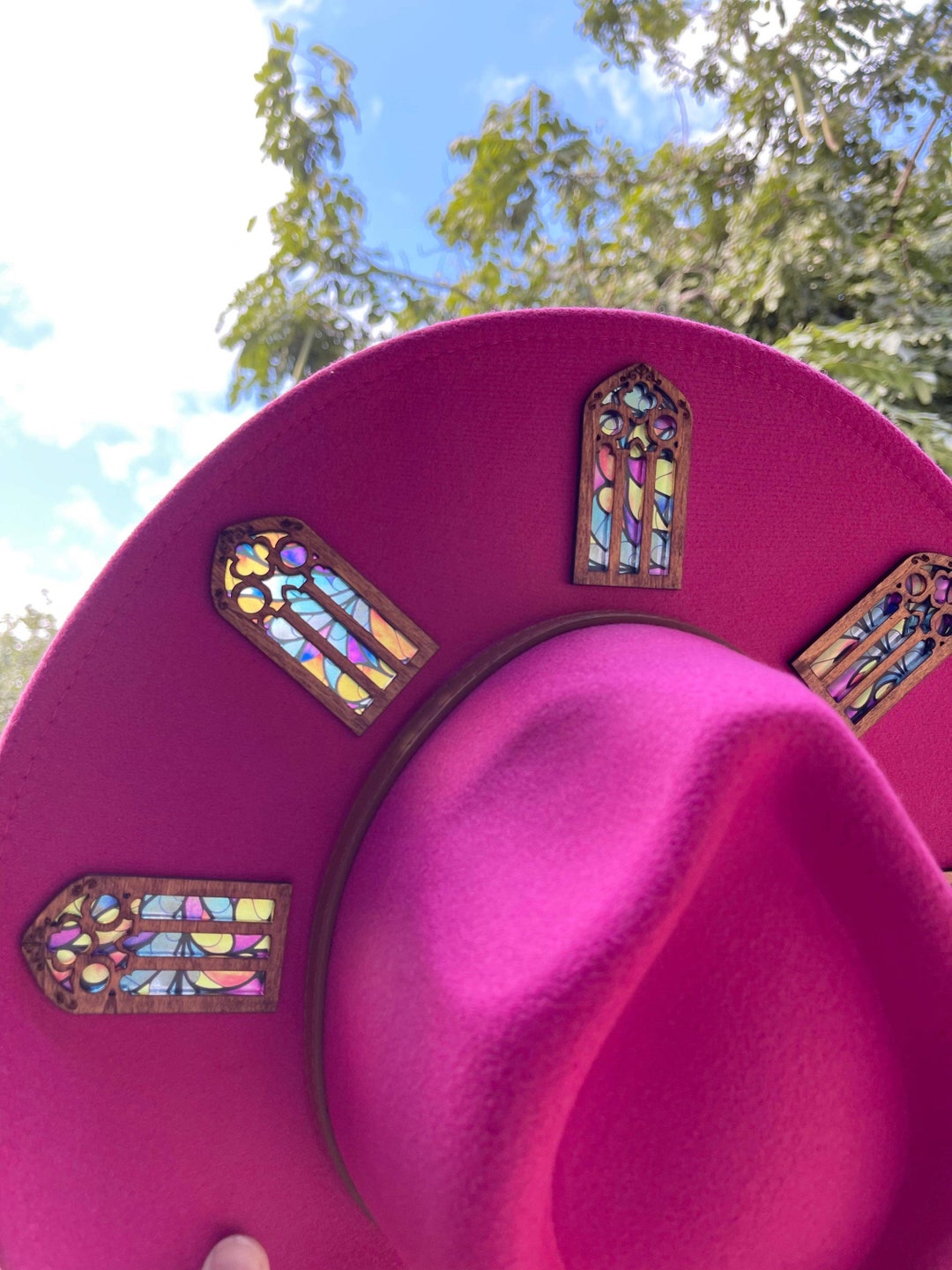 Stained Glass Hat, Wide Brim Hat, Fedora Hat, Panama Hat, Stained Glass ...