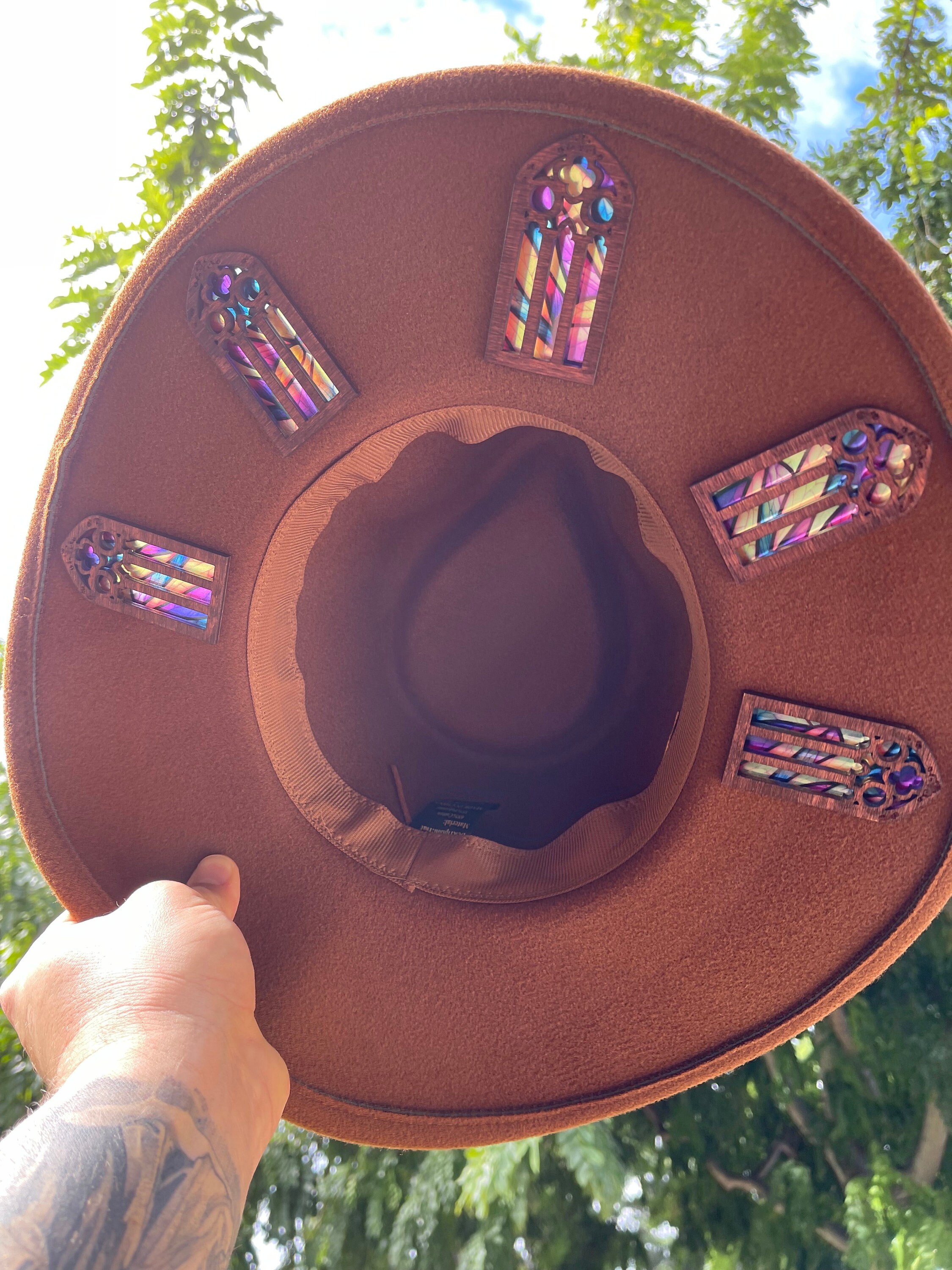 Stained Glass Hat, Wide Brim Hat, Fedora Hat, Panama Hat, Stained Glass ...