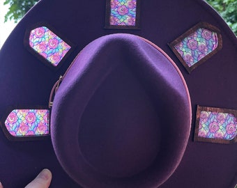 Stained Glass Hat, Wide Brim Hat, Fedora Hat, Panama Hat, Stained Glass ...