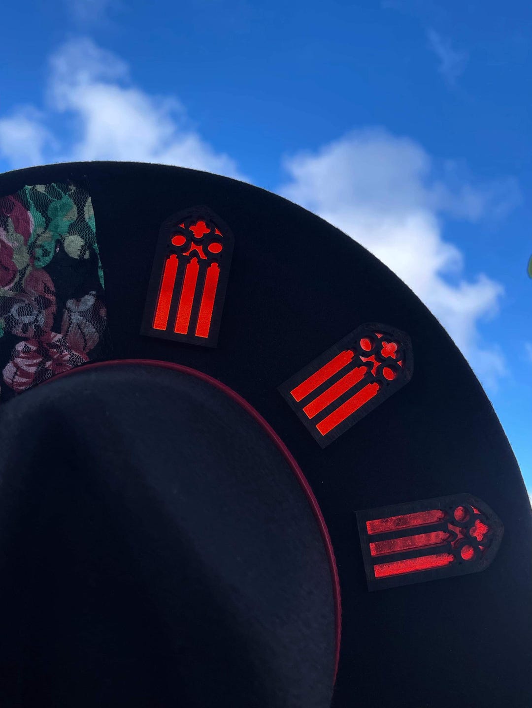 Red Window Stained Glass Hat, Wide Brim Hat, Fedora Hat, Stained Glass ...